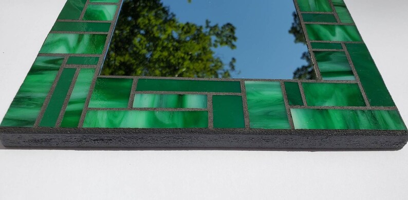 Grass Green Stained Glass Mosaic Mirror by Indiana Artisan Demaris ...