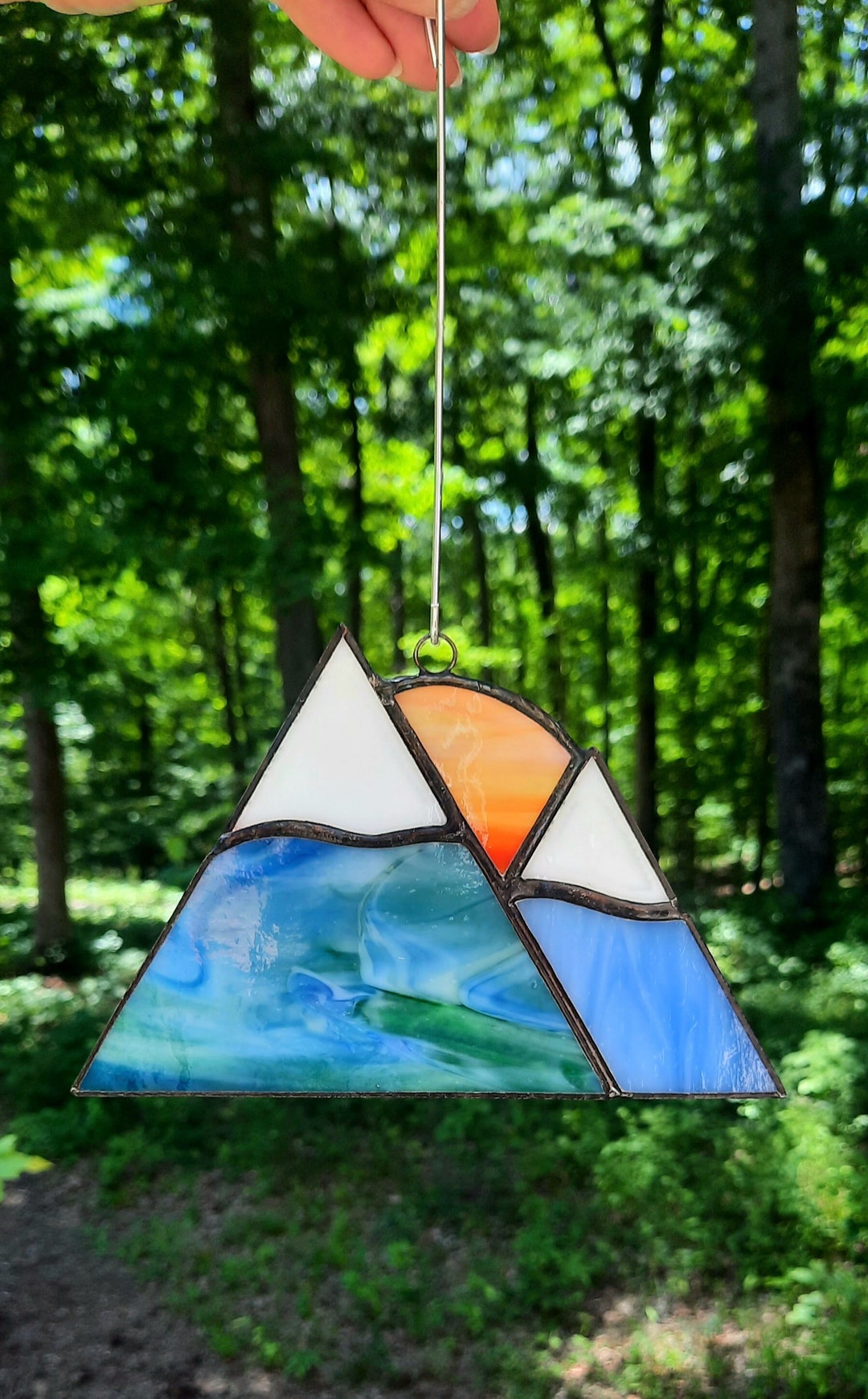 Stained Glass Mountains and Sunset. - Etsy