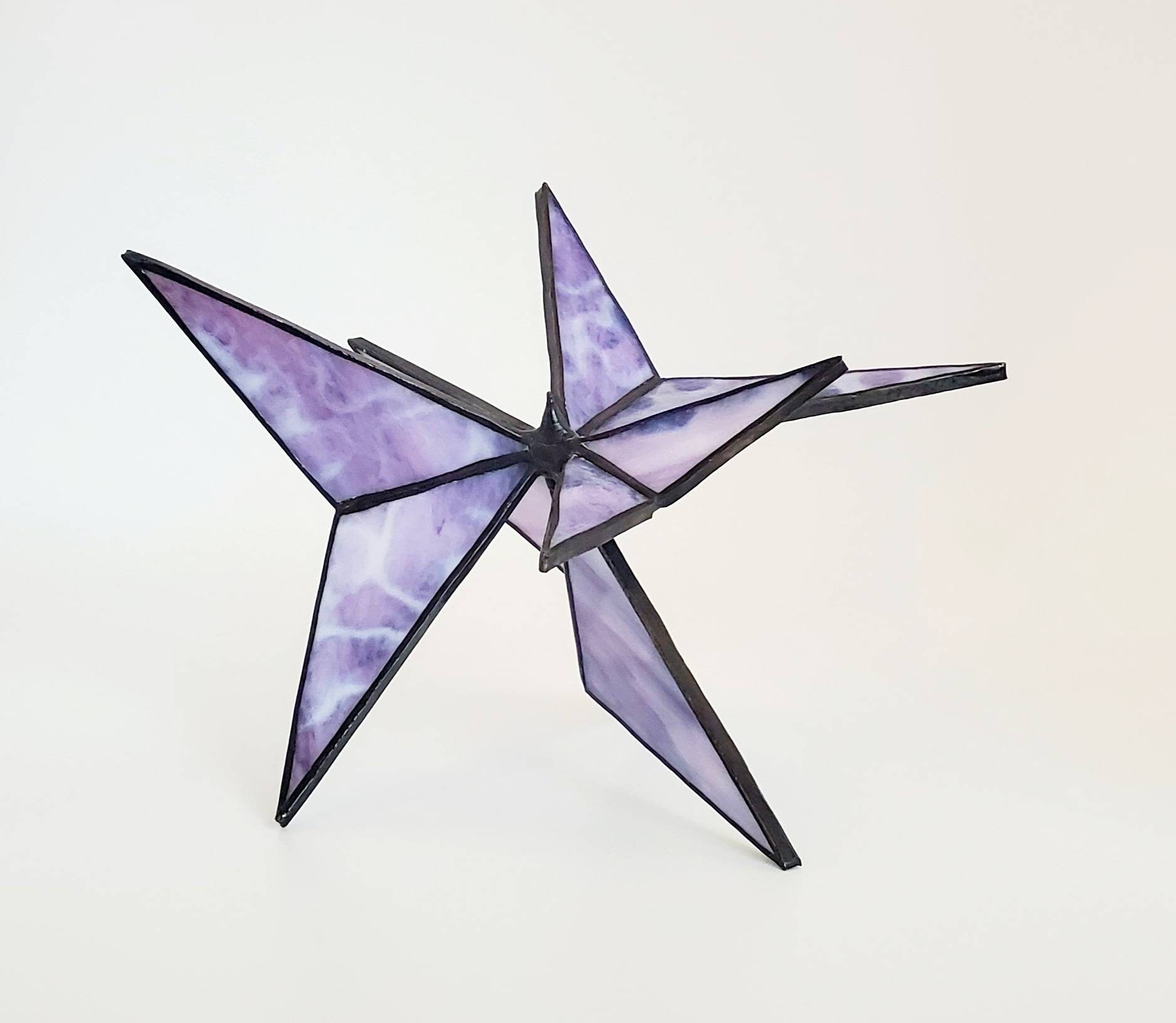 Purple and White Mottled Uroboros Stained Glass Sculpture by Indiana ...