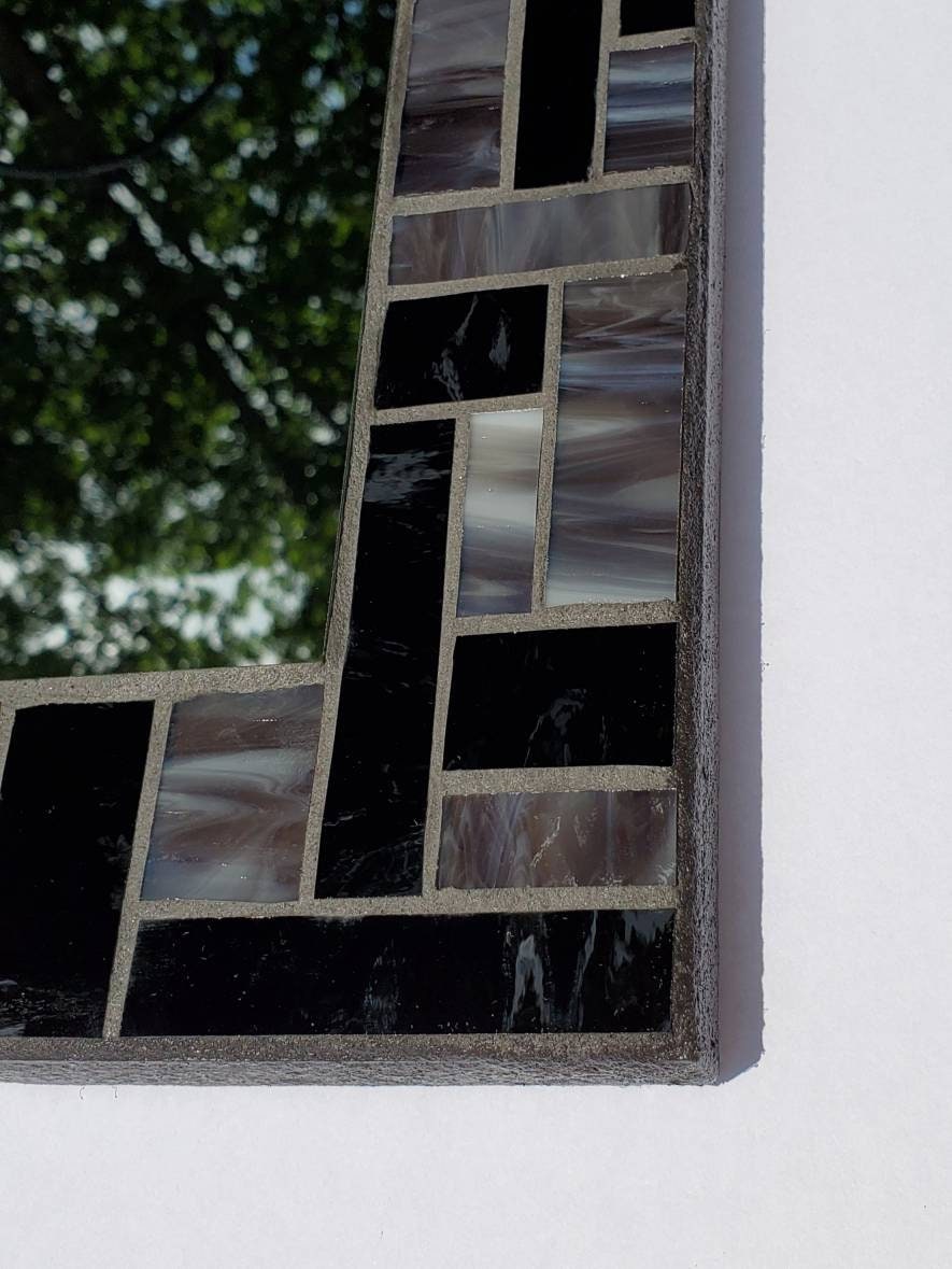 Black and Gray Stained Glass Mosaic Mirror 8 X 14 - Etsy