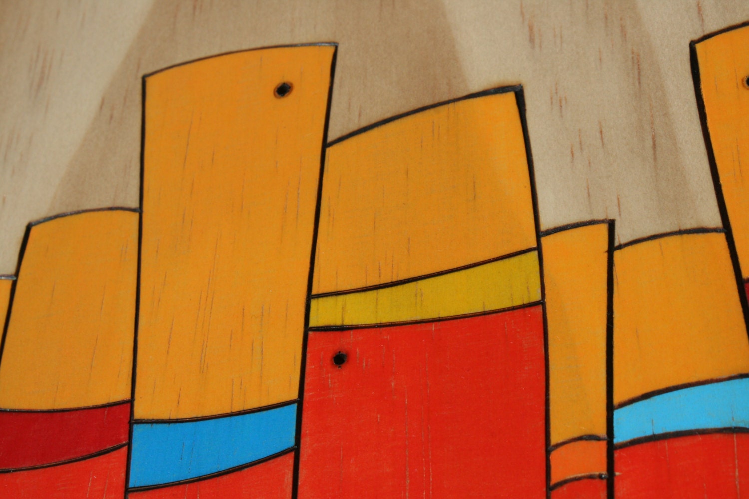 Abstract Modern Art on Pine Pyrography Prismacolor Pencil - Etsy