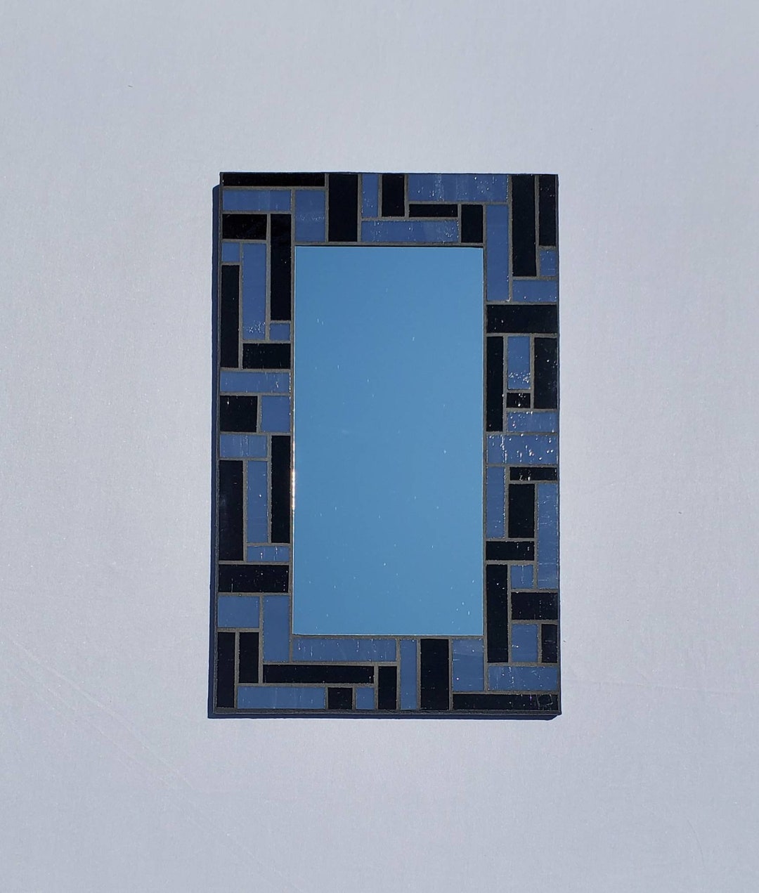 Black and Gray Stained Glass Mosaic Mirror Handmade by Indiana Artisan ...