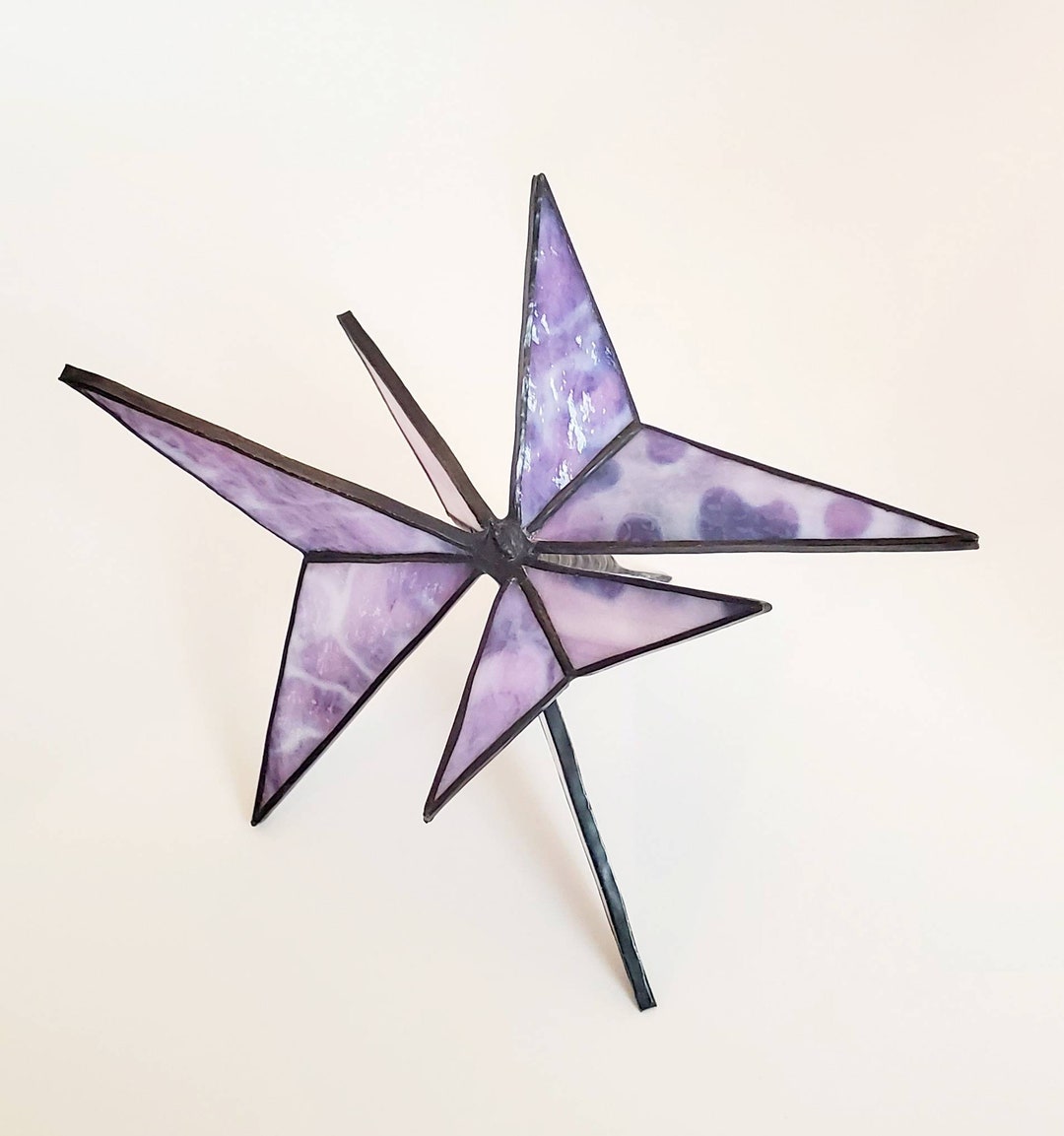 Purple and White Mottled Uroboros Stained Glass Sculpture by Indiana ...