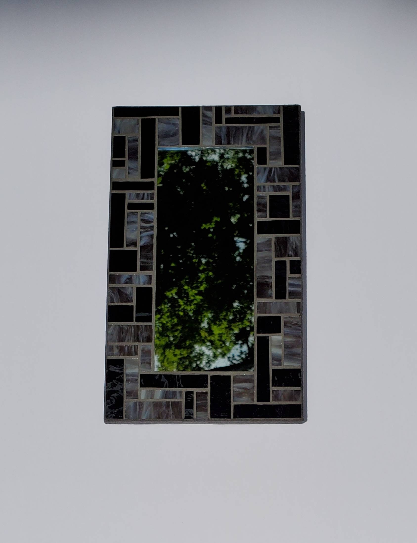 Black and Gray Stained Glass Mosaic Mirror 8 X 14 - Etsy