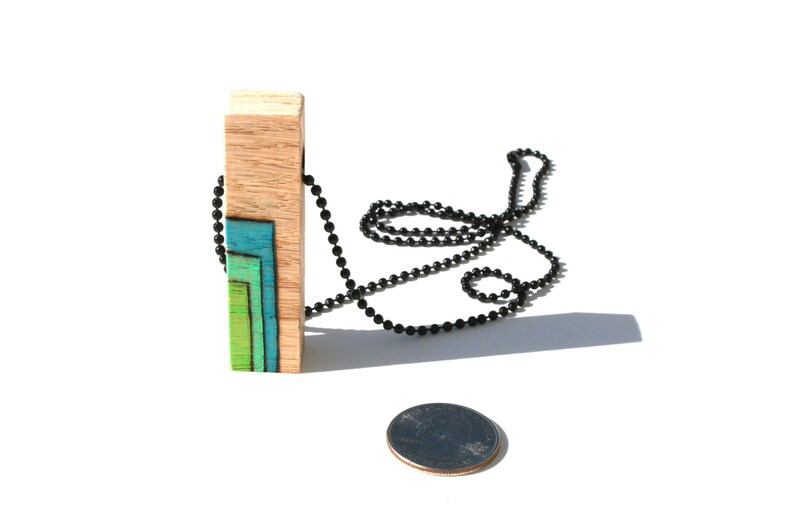 Oak Block Pendant Necklace, Original Art, Prismacolor Pencil, One of a ...