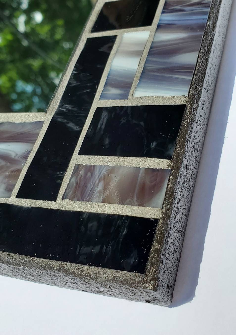 Black and Gray Stained Glass Mosaic Mirror 8 X 14 - Etsy