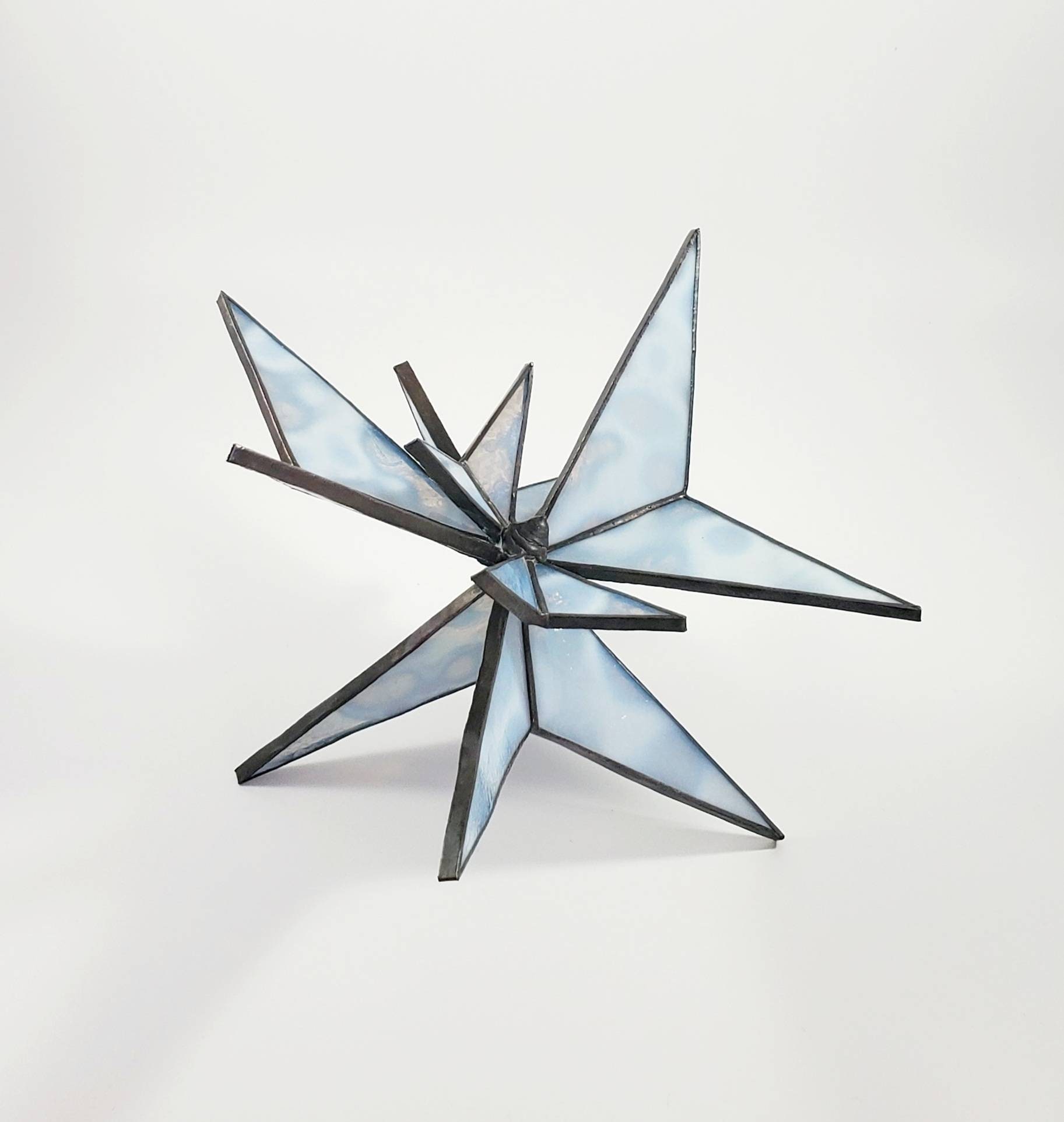 Light Gray and White Mottled Stained Glass Sculpture by | Etsy