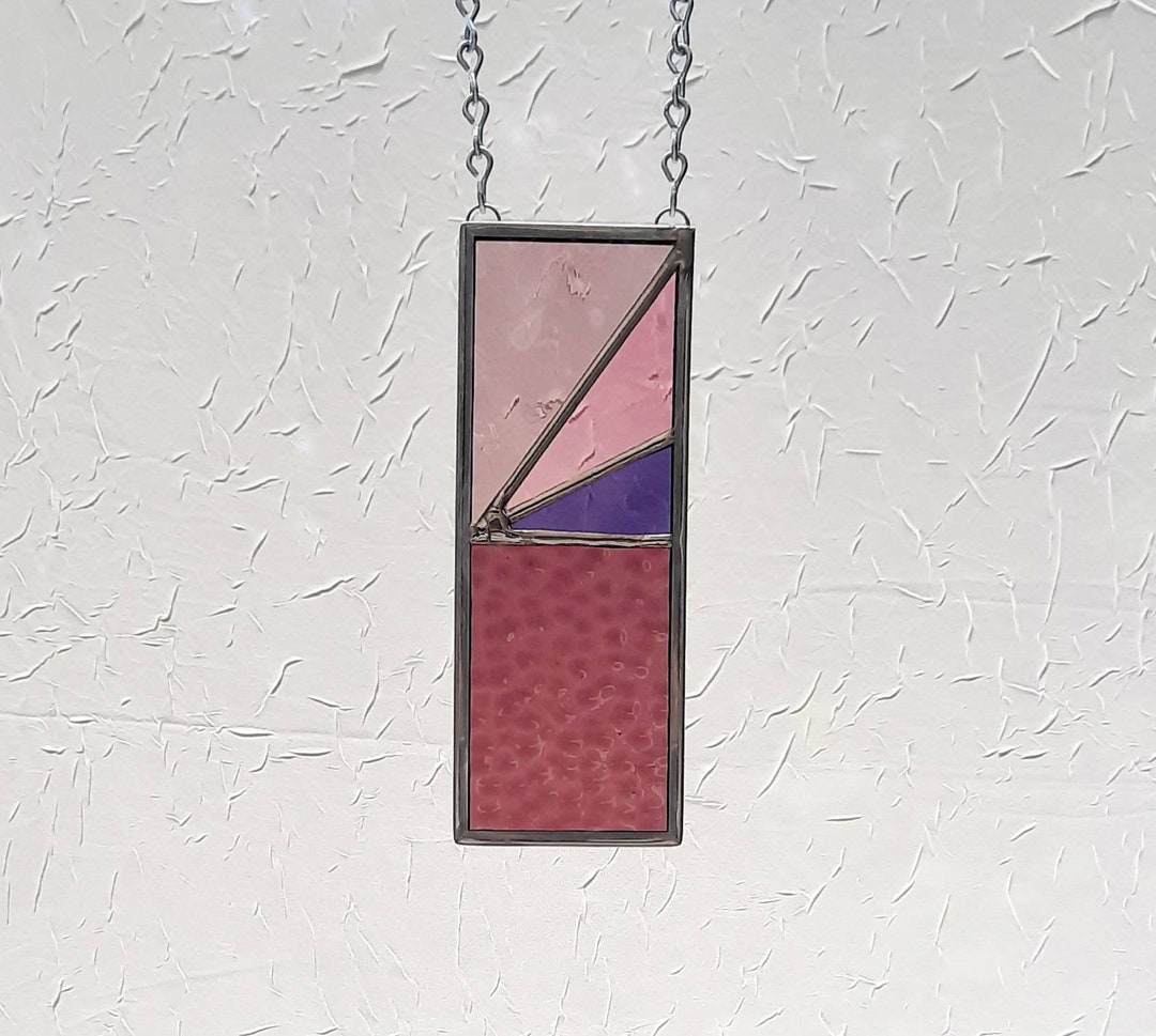 Mini Stained Glass Window Pink and Purple 2.5 X 6.5 Free - Etsy