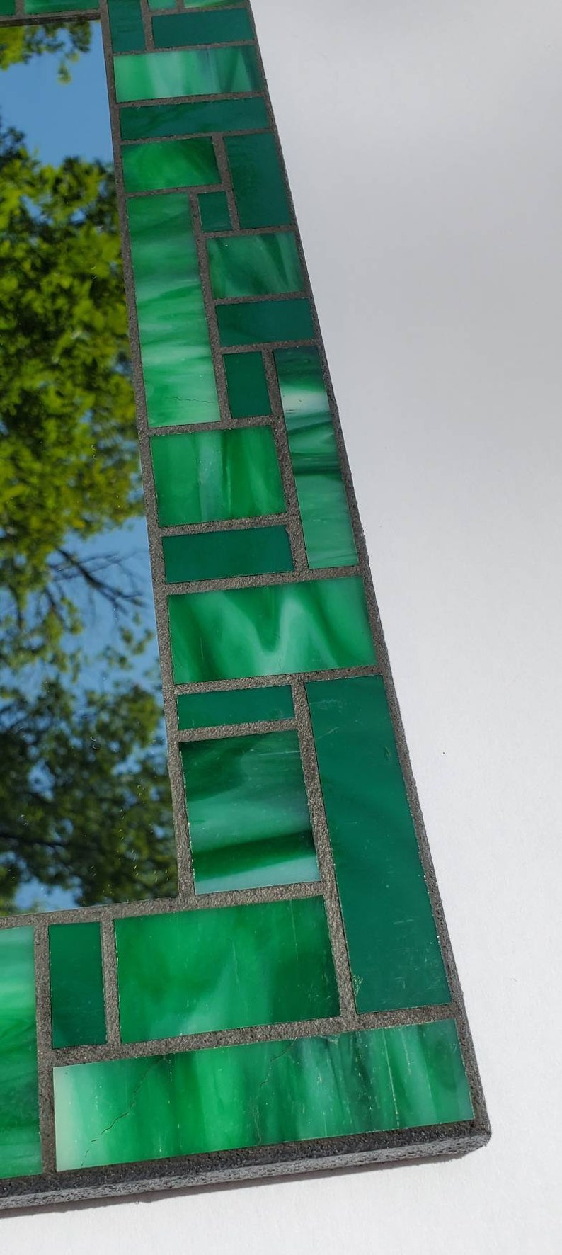 Grass Green Stained Glass Mosaic Mirror by Indiana Artisan Demaris ...