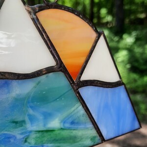 Stained Glass Mountains and Sunset. - Etsy