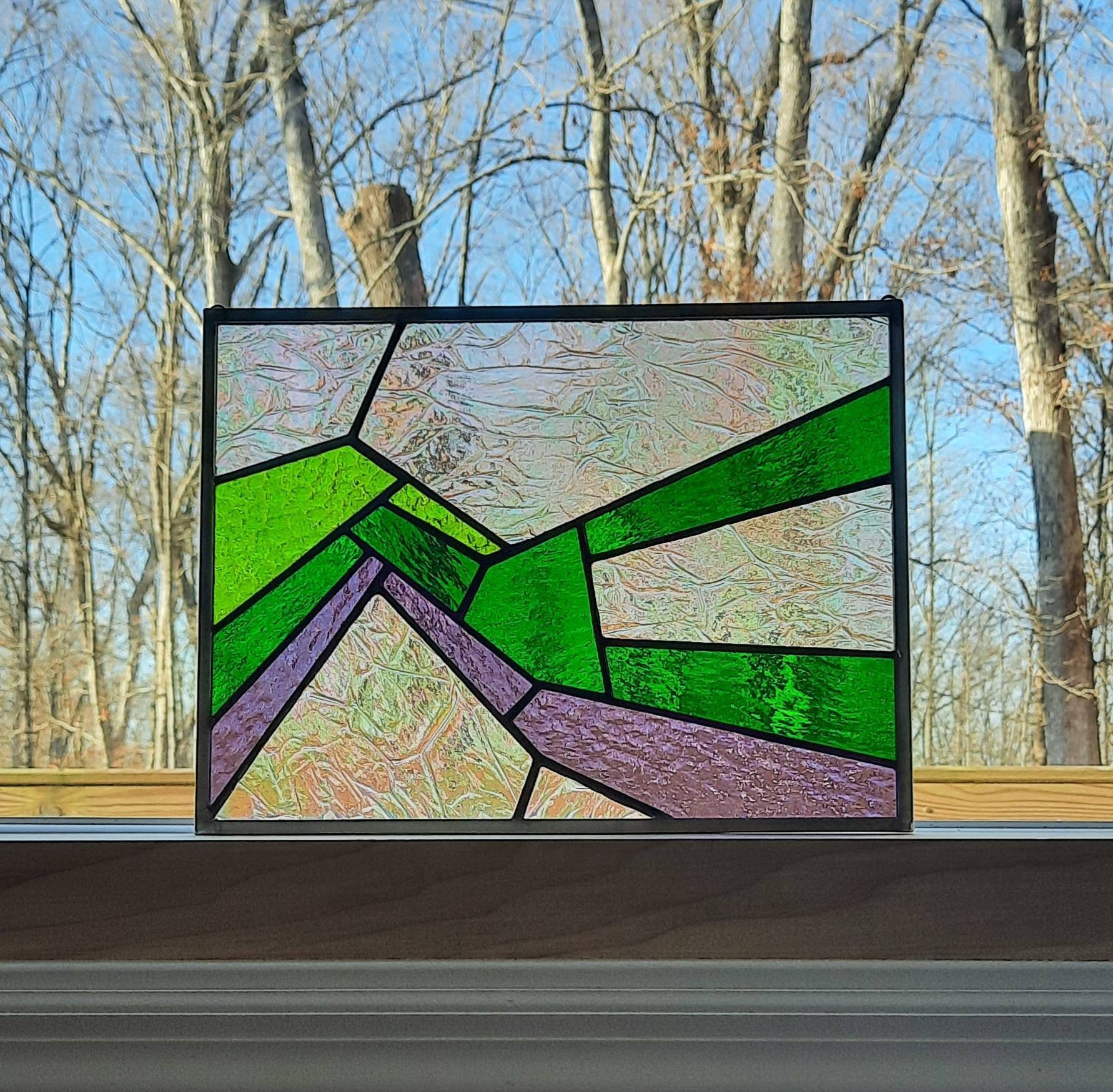 Stained Glass Window Panel Abstract Window Art Glass Art - Etsy