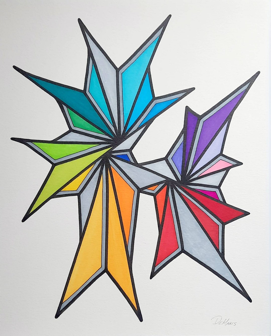 Original Freehand Drawing 11 X 14 Abstract Art Colorful - Etsy