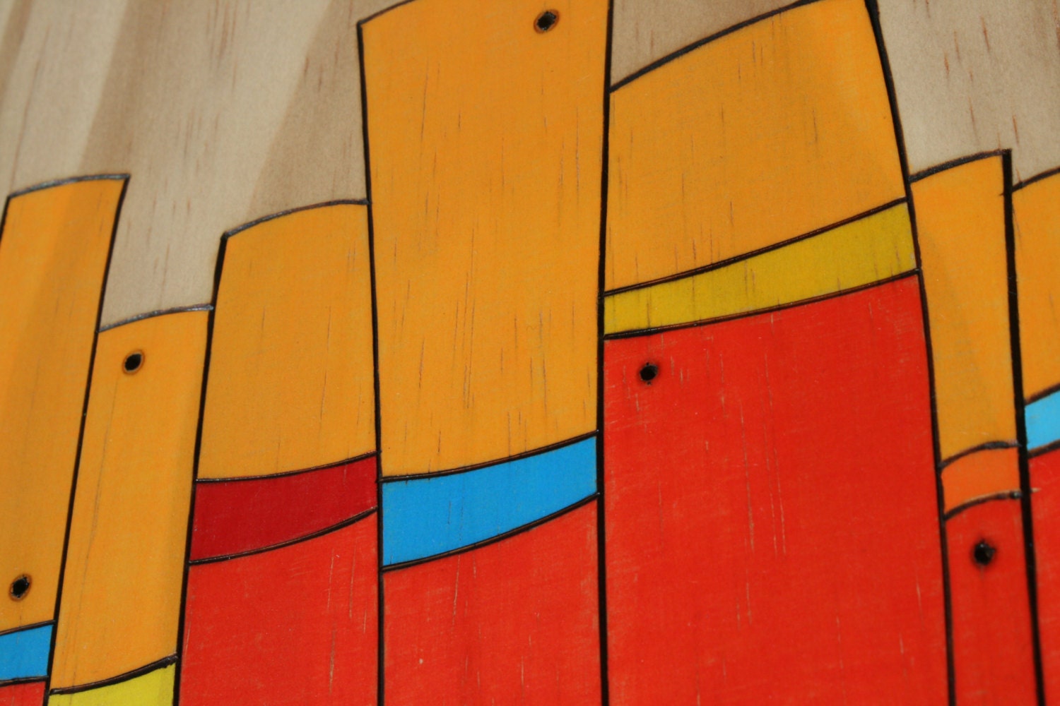 Abstract Modern Art on Pine Pyrography Prismacolor Pencil - Etsy