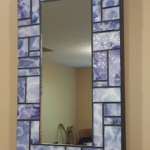 8 X 14 Lavender Blue Violet Stained Glass Mosaic Mirror, Accent Mirror ...