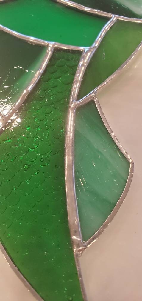 Green Stained Glass Suncatcher, Sun Catcher, Window Art, Abstract Art ...