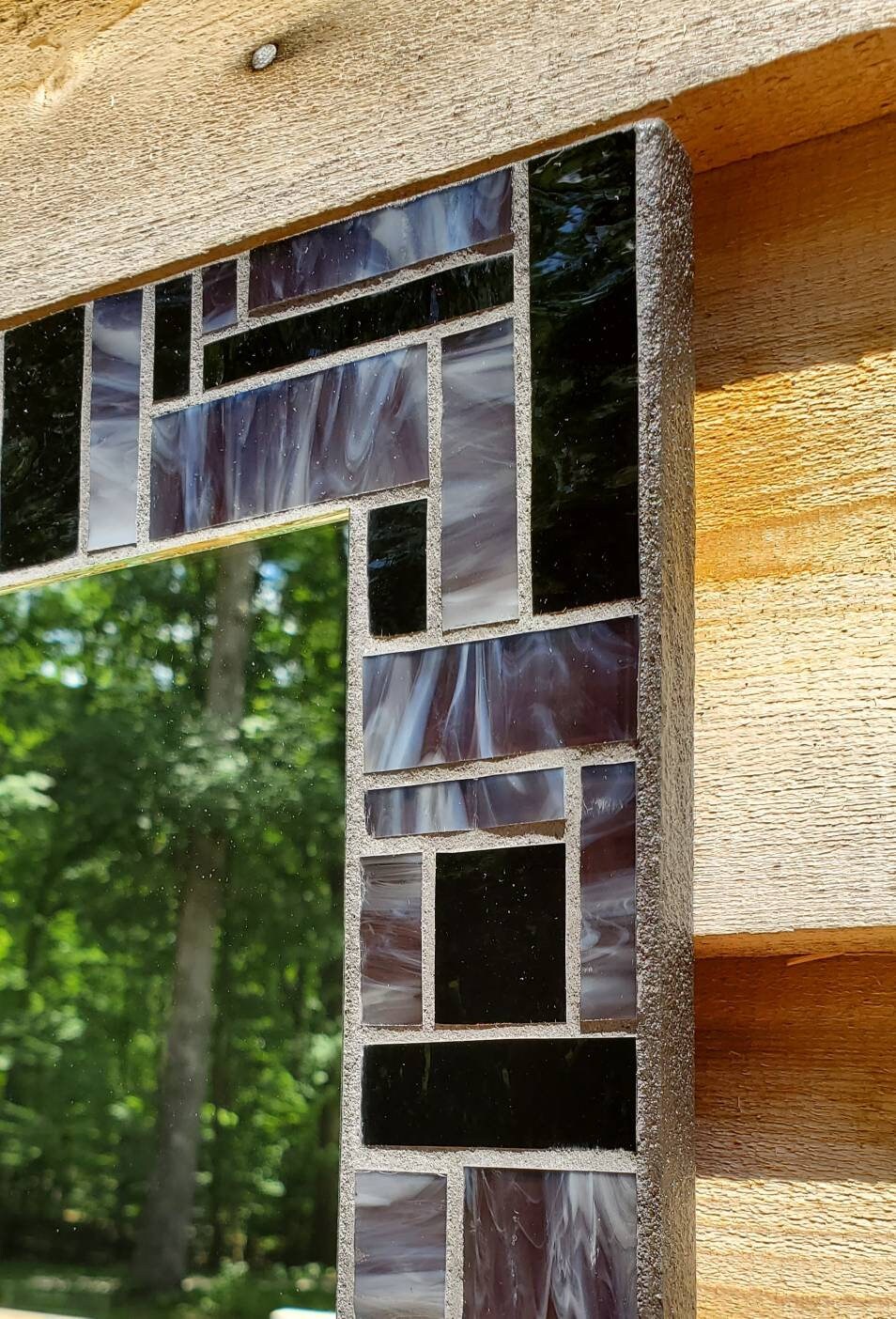 Black and Gray Stained Glass Mosaic Mirror 8 X 14 | Etsy