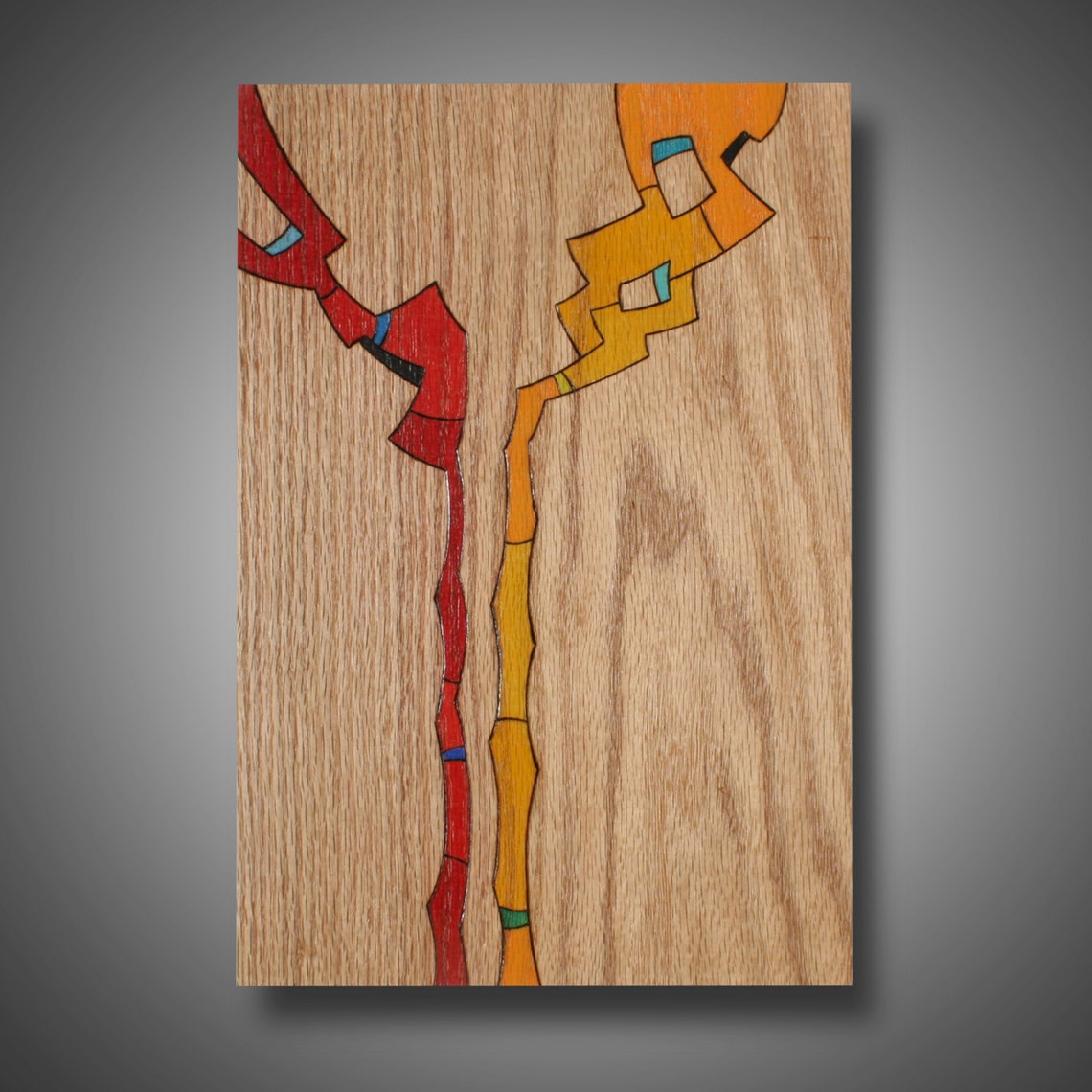 Original Abstract Art on Oak Modern Design Woodburned and - Etsy