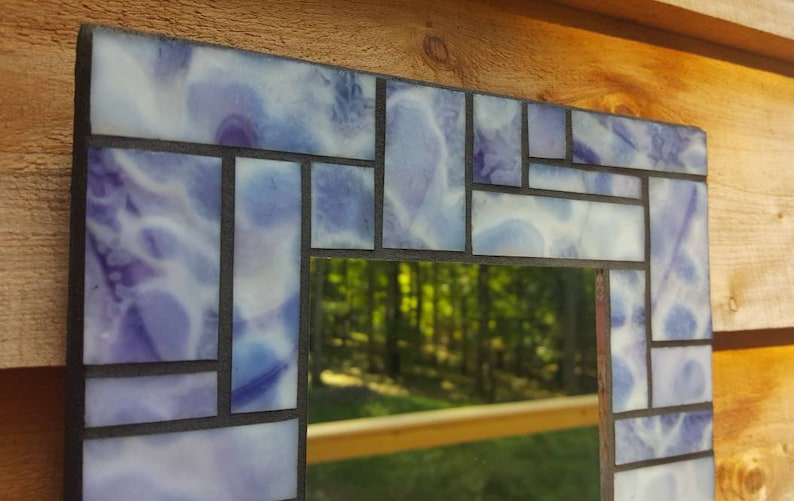 8 X 14 Lavender Blue Violet Stained Glass Mosaic Mirror, Accent Mirror ...