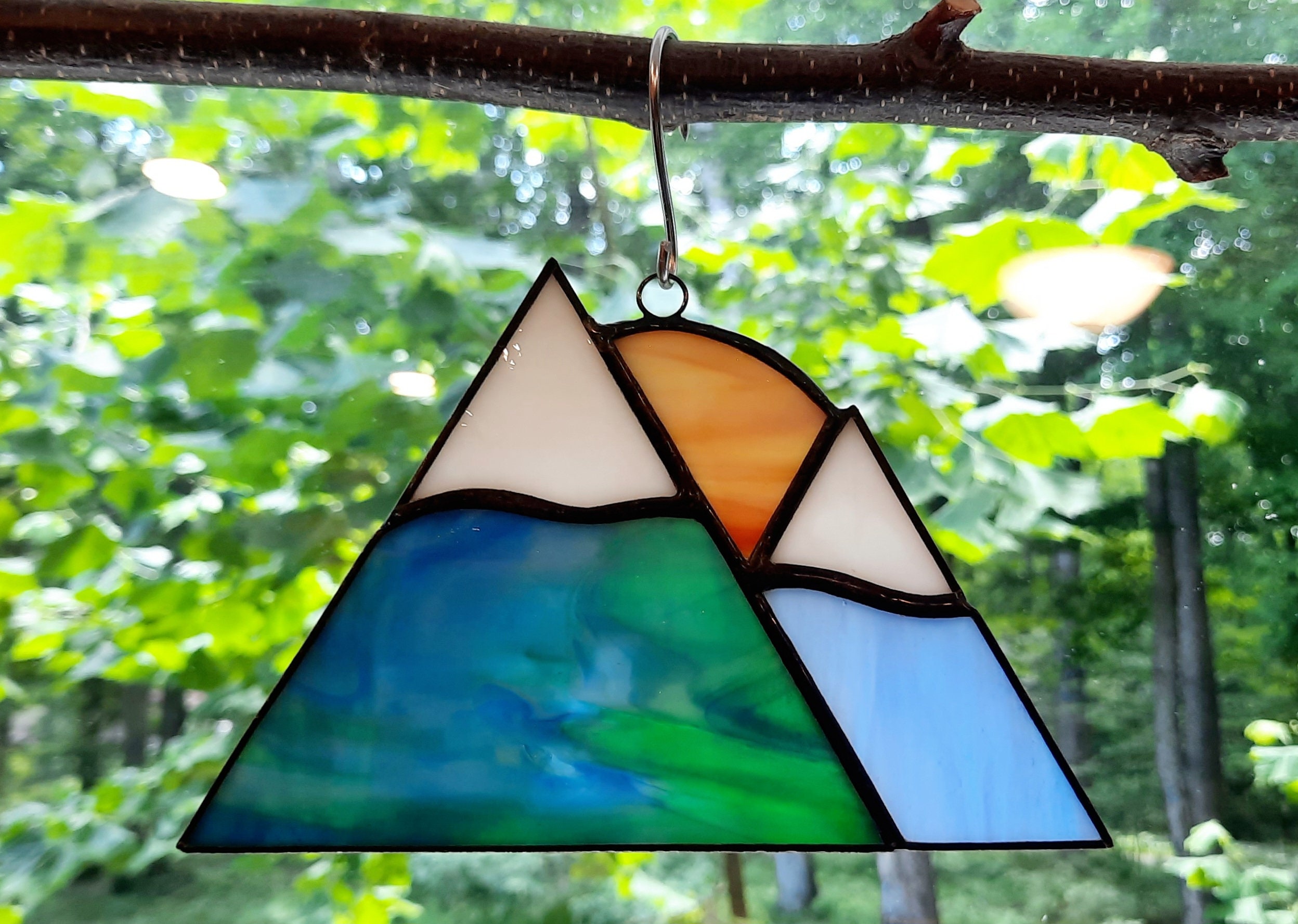 Stained Glass Mountains and Sunset. - Etsy