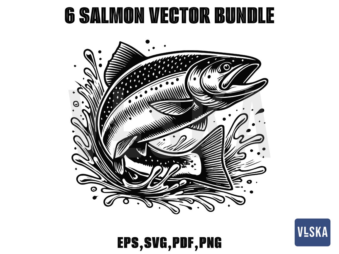 Salmon Vector SVG Bundle | Salmon Fishing Svg | Trout Svg | Salmon Svg ...