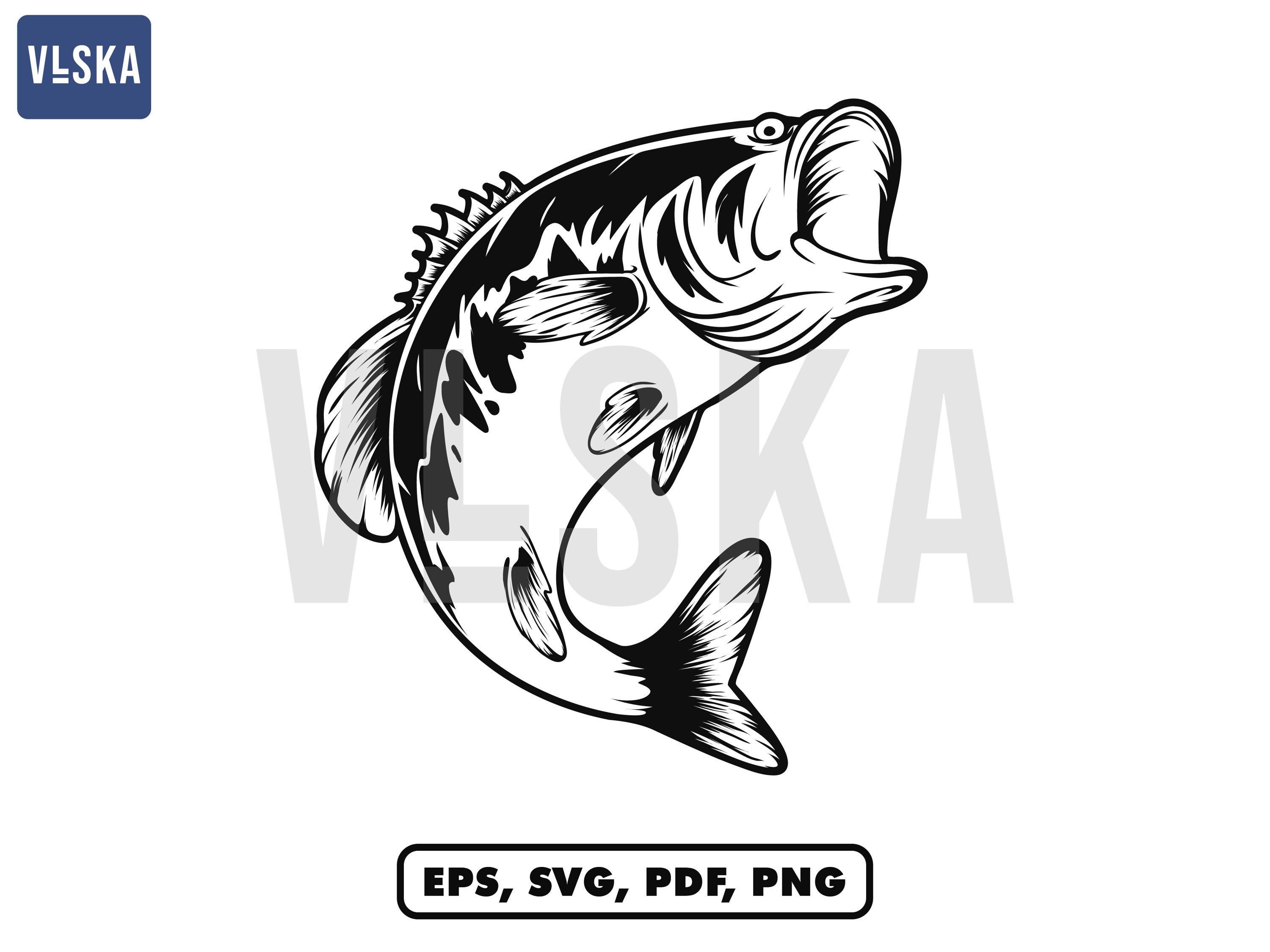 Bass Fish Vector Bundle, Bass Fishing SVG, Fishing SVG, Jumping Bass ...