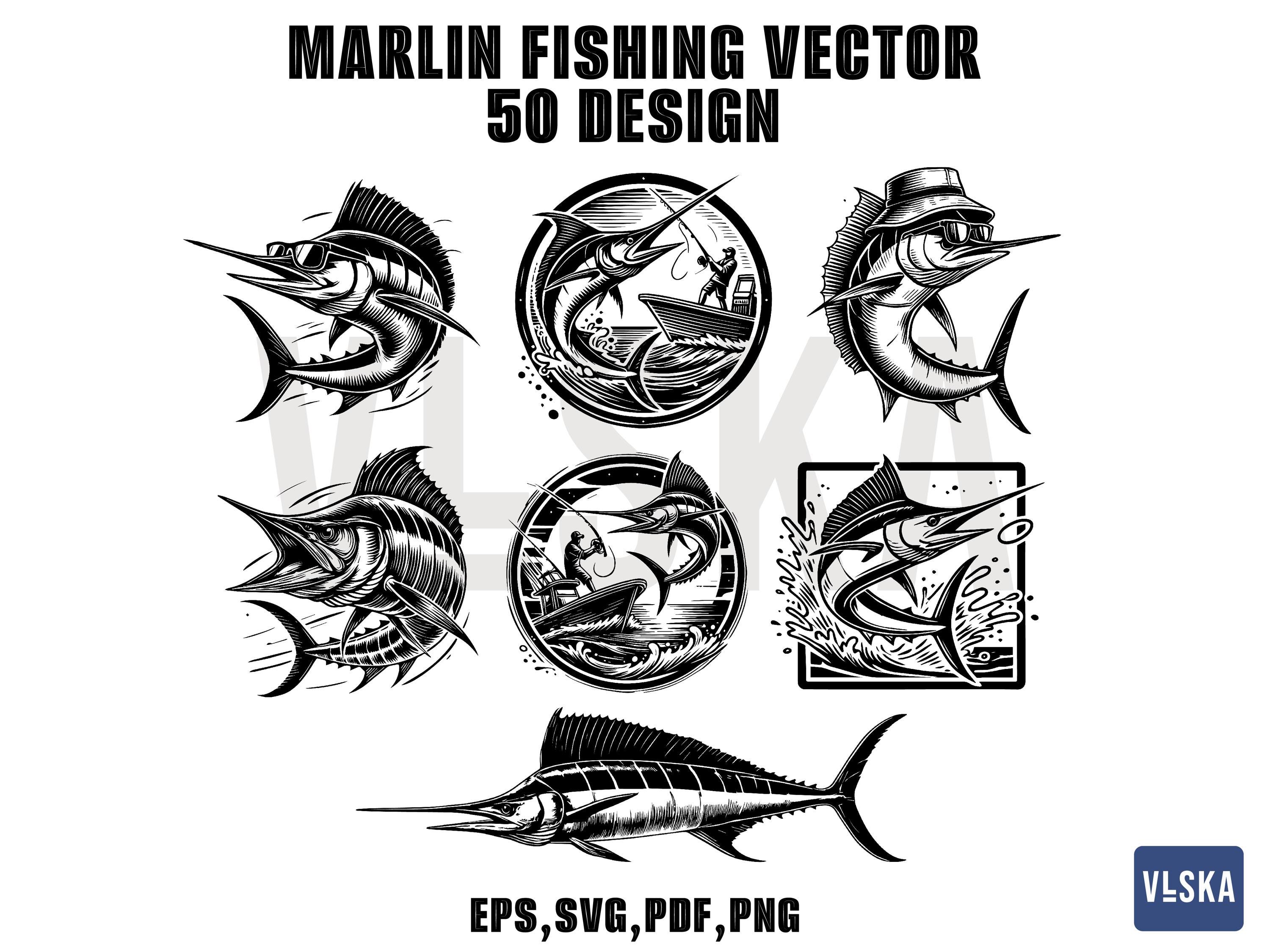 50 Marlin Fishing SVG Clipart Bundle | Marlin SVG | Marlin Splashing ...