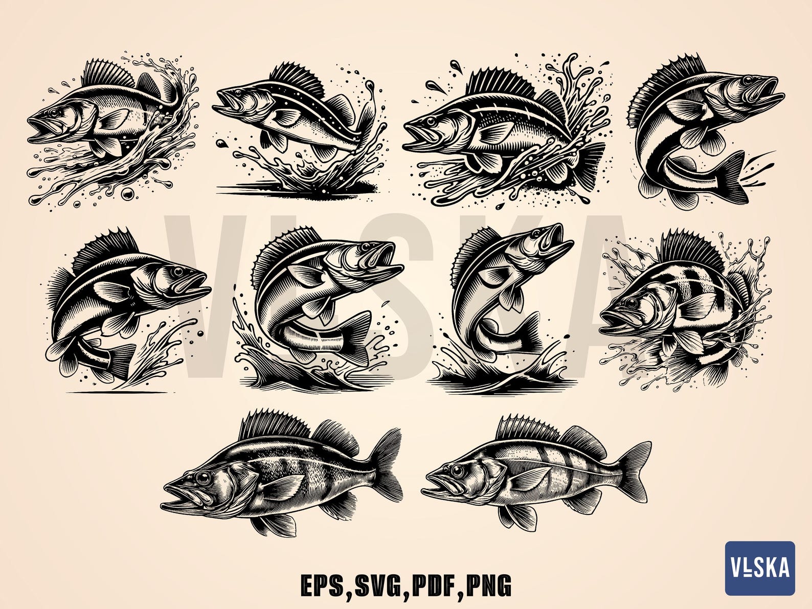 Walleye Fishing Vector SVG Bundle | Walleye Fishing SVG | Fishing SVG ...