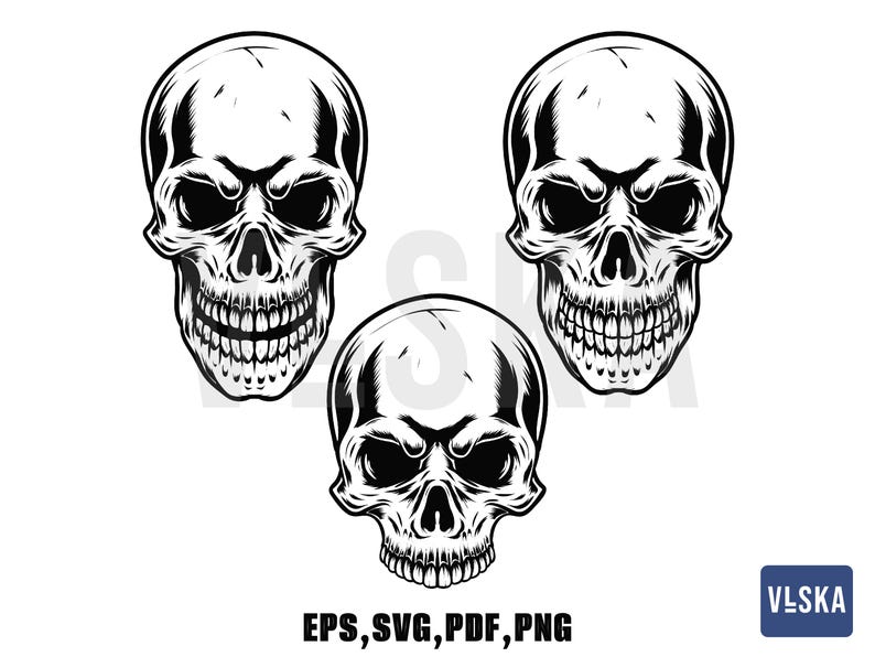 Skull Vector SVG Clipart | Skull Svg | Eps,svg,pdf,png File | Skull ...
