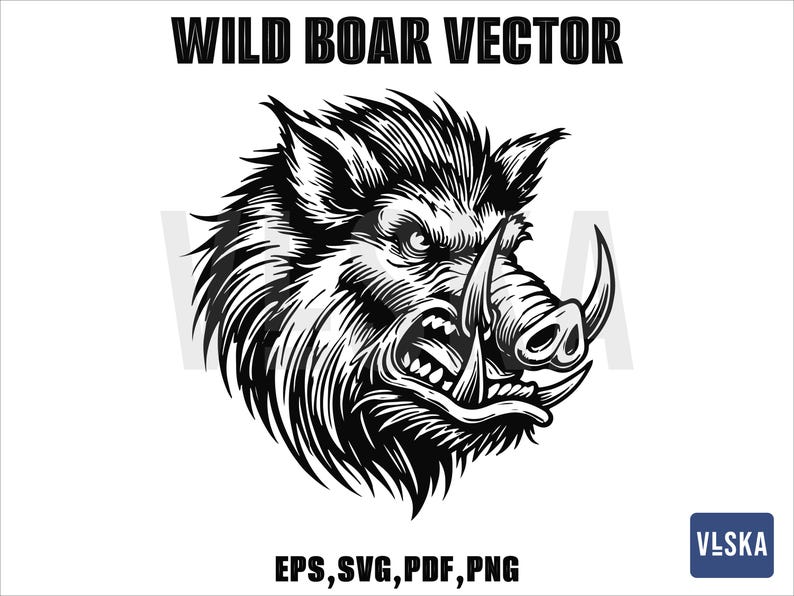 Scary Wild Boar Head SVG Clipart | Eps,svg,pdf,png File | Wild Boar ...