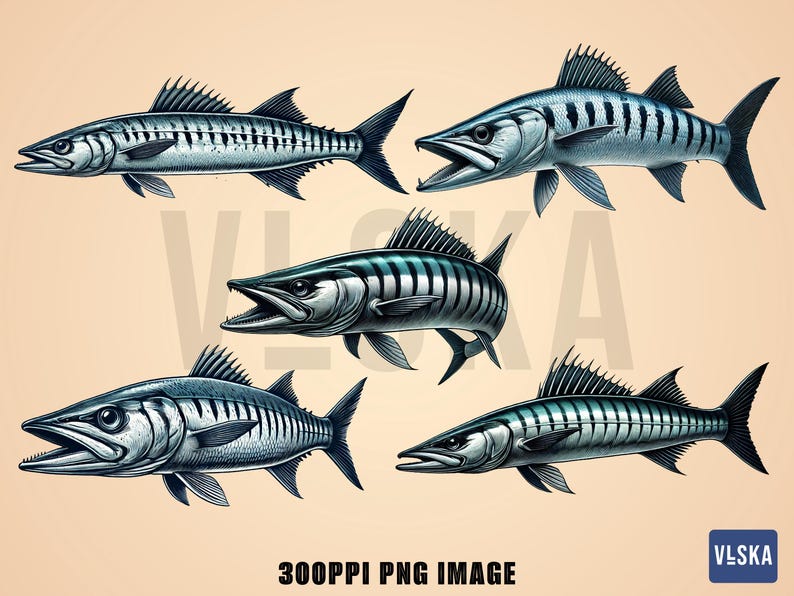 Barracuda Fish PNG Clipart Bundle | Fishing Clipart | Saltwater Fishing ...