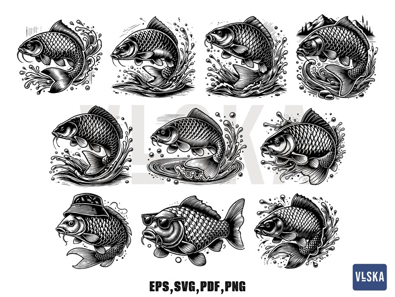 Carp Fishing Vector SVG Bundle | Carp Fishing SVG | Fishing SVG ...