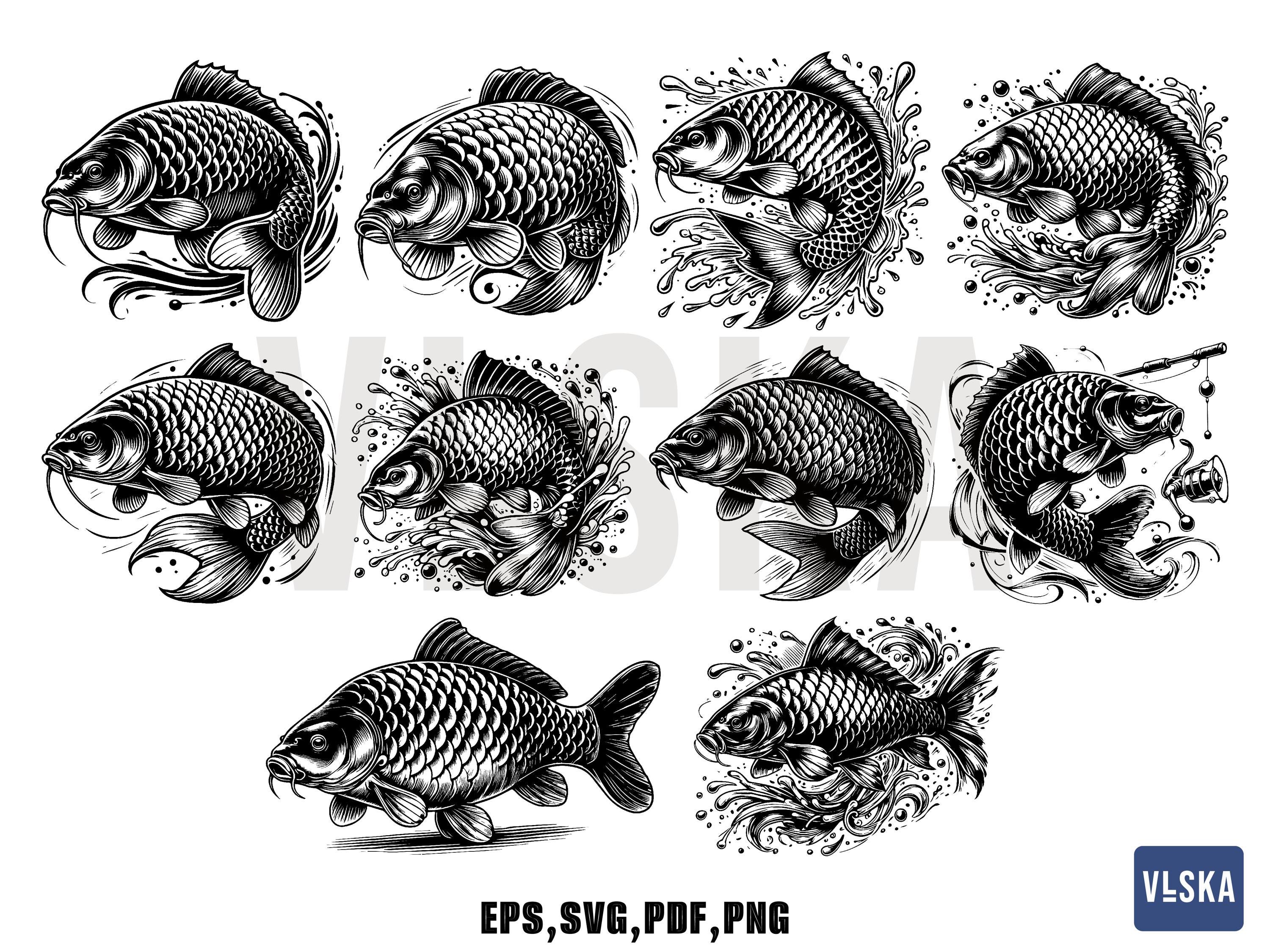 Carp Fishing Vector SVG Bundle | Carp Fishing SVG | Fishing SVG ...