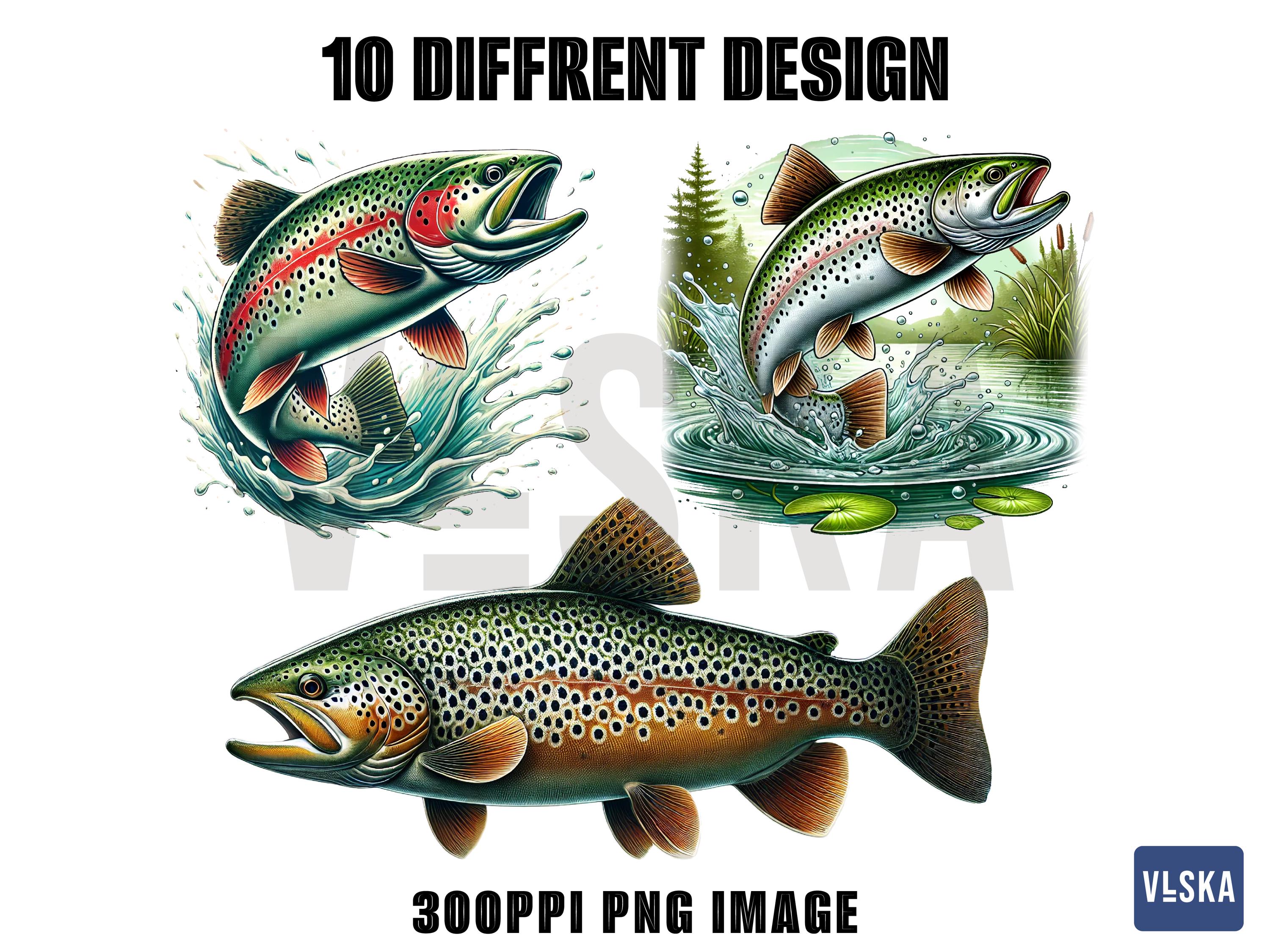 Trout Fish PNG Clipart Bundle | Trout Fishing PNG, Digital Graphic ...