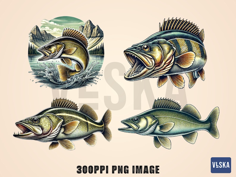Walleye Fish PNG Bundle | Walleye Fishing Png | Fishing Png | Jumping ...