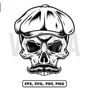 Skull With Flat Cap SVG | Irish Skull SVG | Peaky Blinders Inspired PNG ...