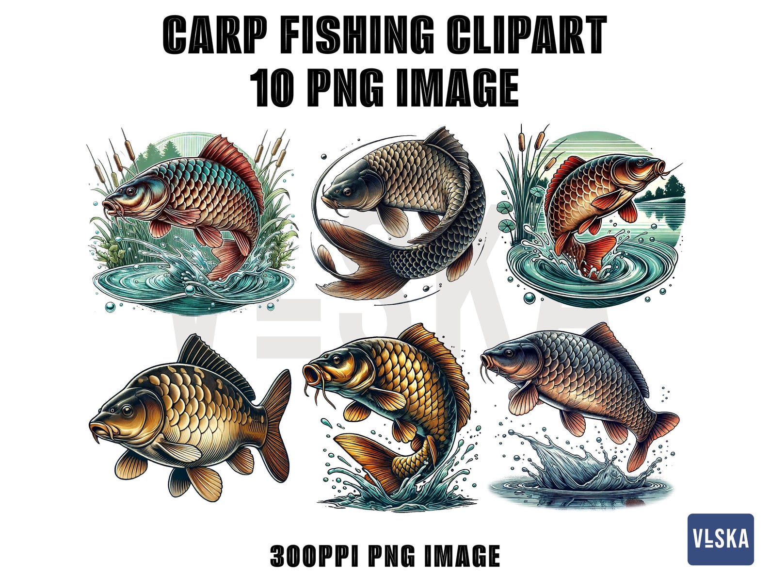 Carp Fishing PNG Bundle | Common Carp Fish | Fishing Png | Jumping Fish ...
