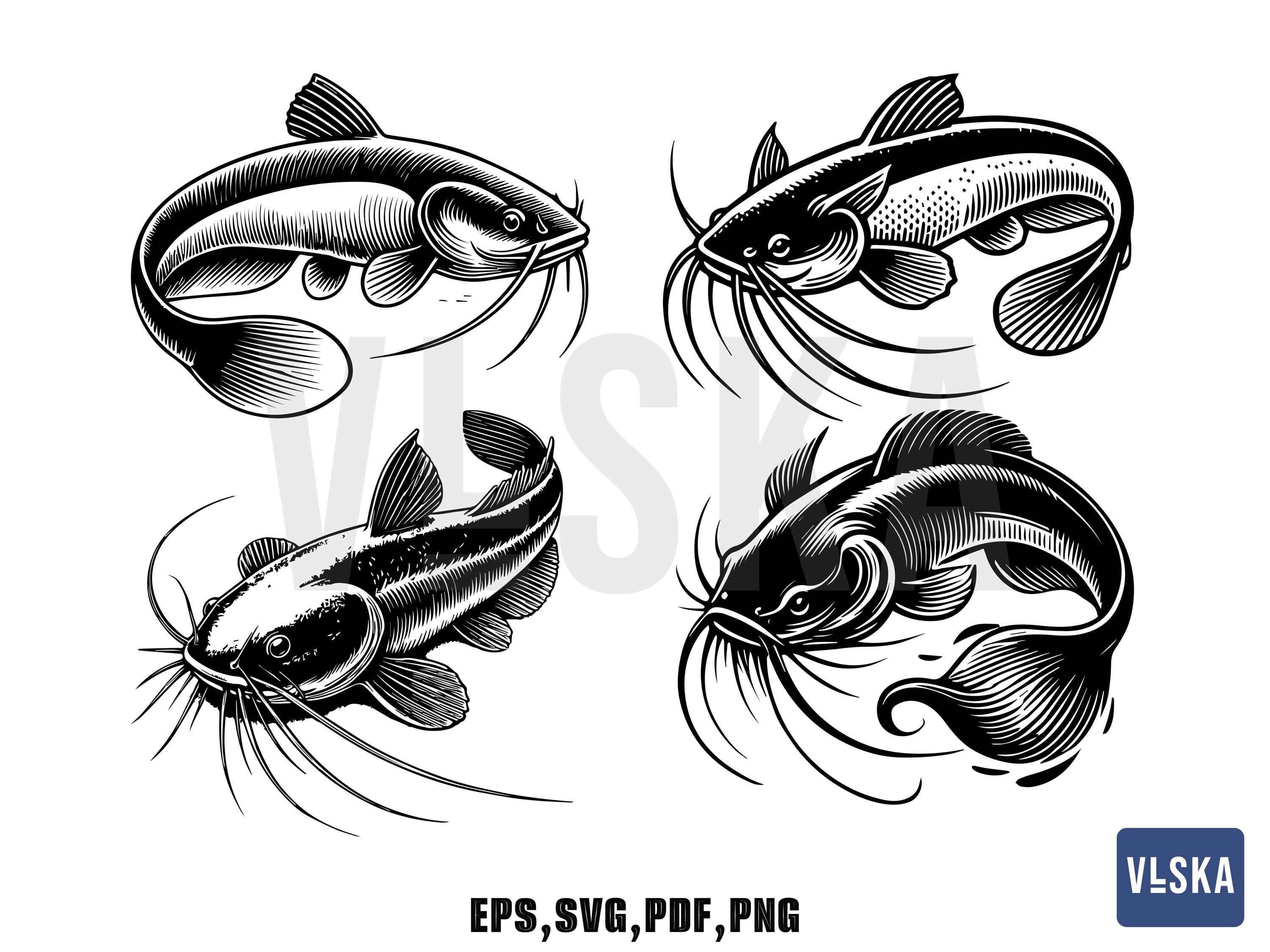Catfish SVG Clipart Bundle | Catfish Cut Files | Catfish Clipart | Fish ...