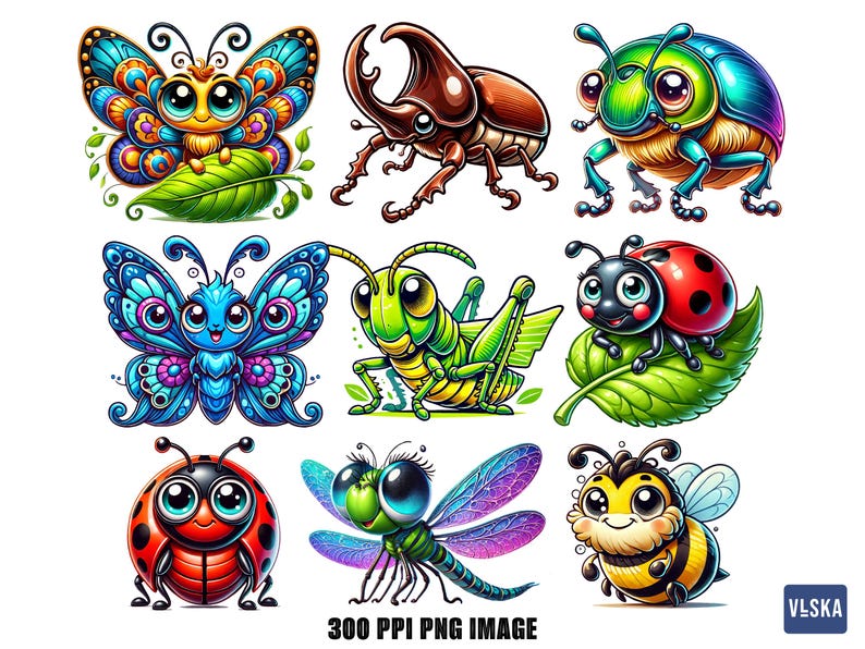 Insect Bug PNG Clipart Bundle – Cute Caricature Insects for T-shirts ...