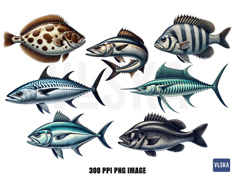 Saltwater Fish PNG Clipart Bundle | 28 Sea Fish Designs for T-shirt ...