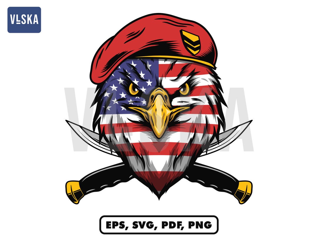 Military Eagle Vector Drawing, American Eagle SVG, Patriotic Eagle SVG ...