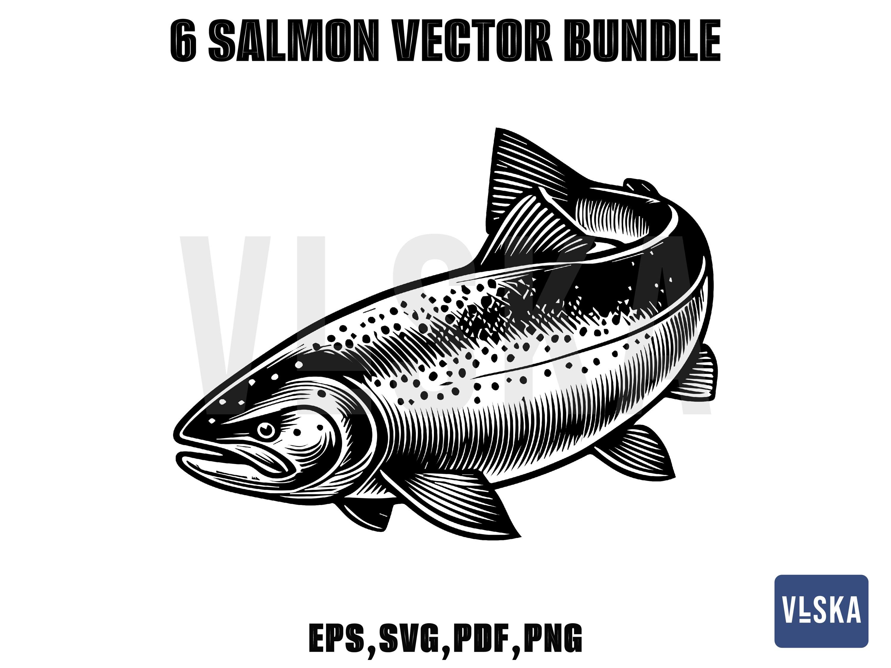 Salmon Vector SVG Bundle | Salmon Fishing Svg | Trout Svg | Salmon Svg ...