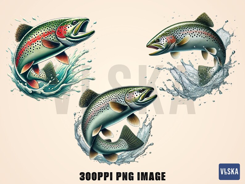Trout Fish PNG Clipart Bundle | Trout Fishing PNG, Digital Graphic ...