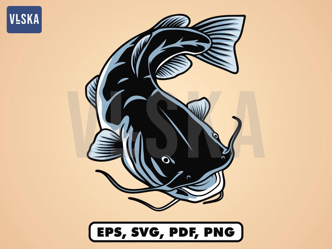 Catfish Vector Illustration, Vector File, Instant Download, Sticker ...