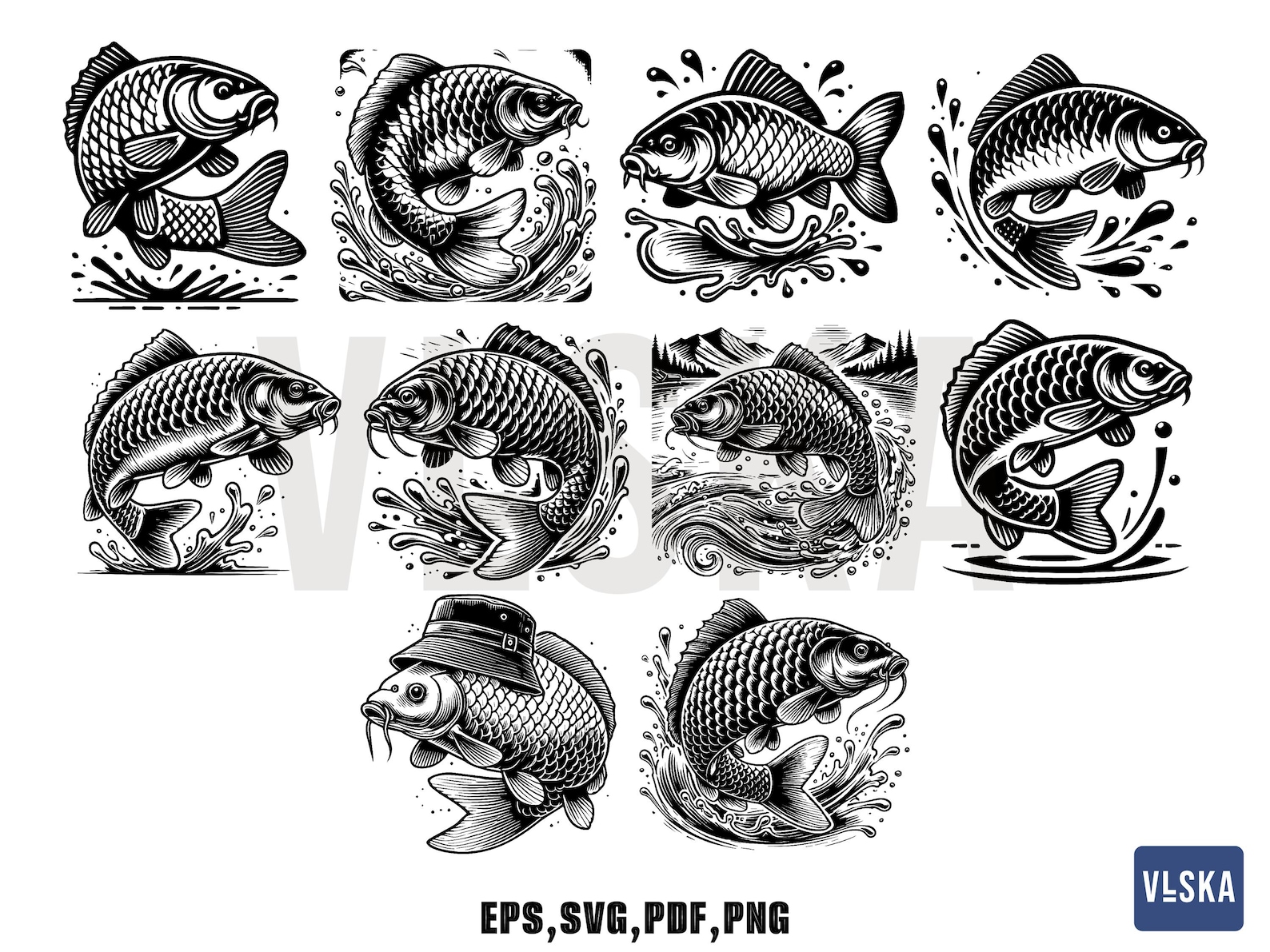 Carp Fishing Vector SVG Bundle | Carp Fishing SVG | Fishing SVG ...