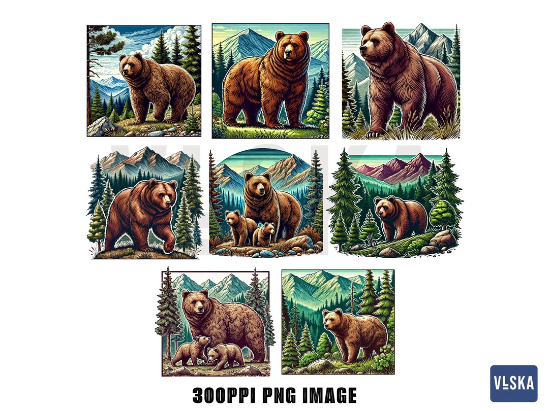 10 Wildlife Bear PNG Image | Bear in Mountain Forest Image | Grizzly ...