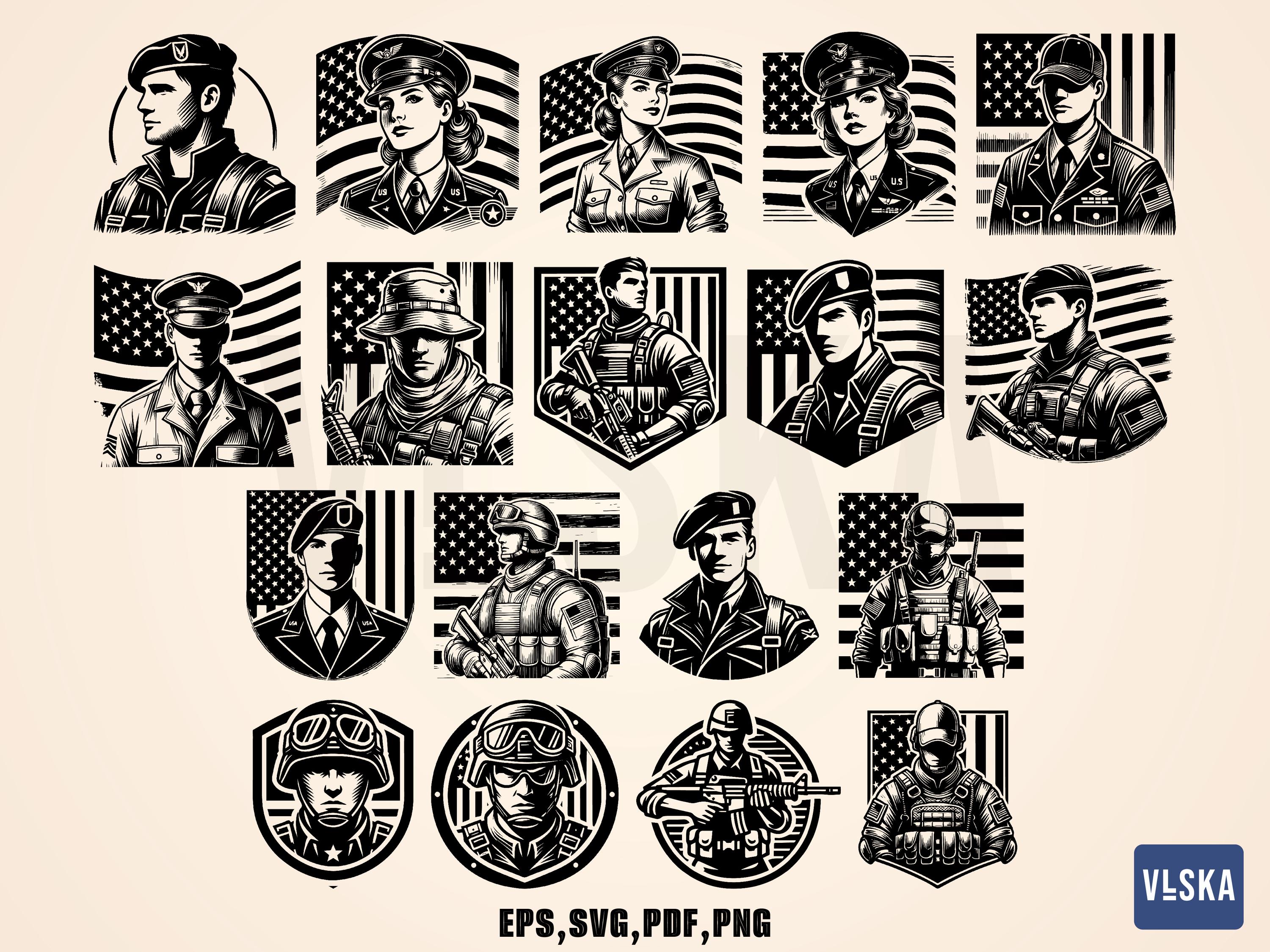 US Soldier SVG PNG Bundle | Military Svg | Us Soldier Vector | American ...