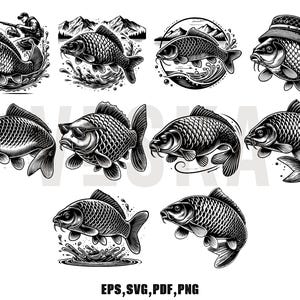 Carp Fishing Vector SVG Bundle | Carp Fishing SVG | Fishing SVG ...