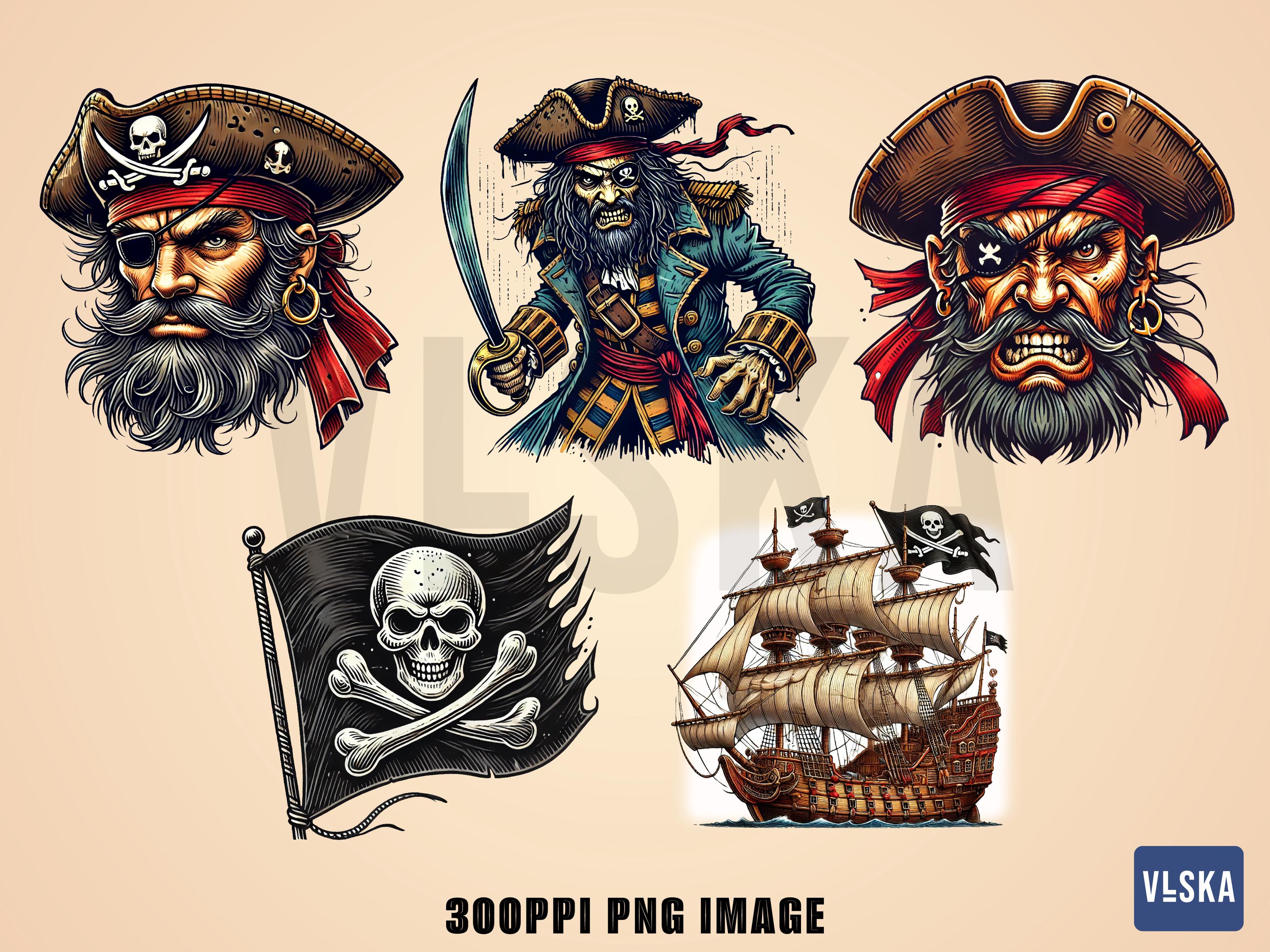 Pirates PNG Illustration Bundle | Pirate Ship Png | Captain Pirates ...