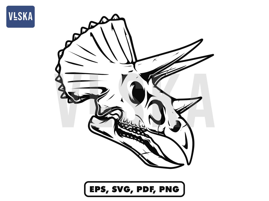 Triceratops Head Skull SVG, Dinosaur Head Svg, Dino Tshirt, Dinosaur ...