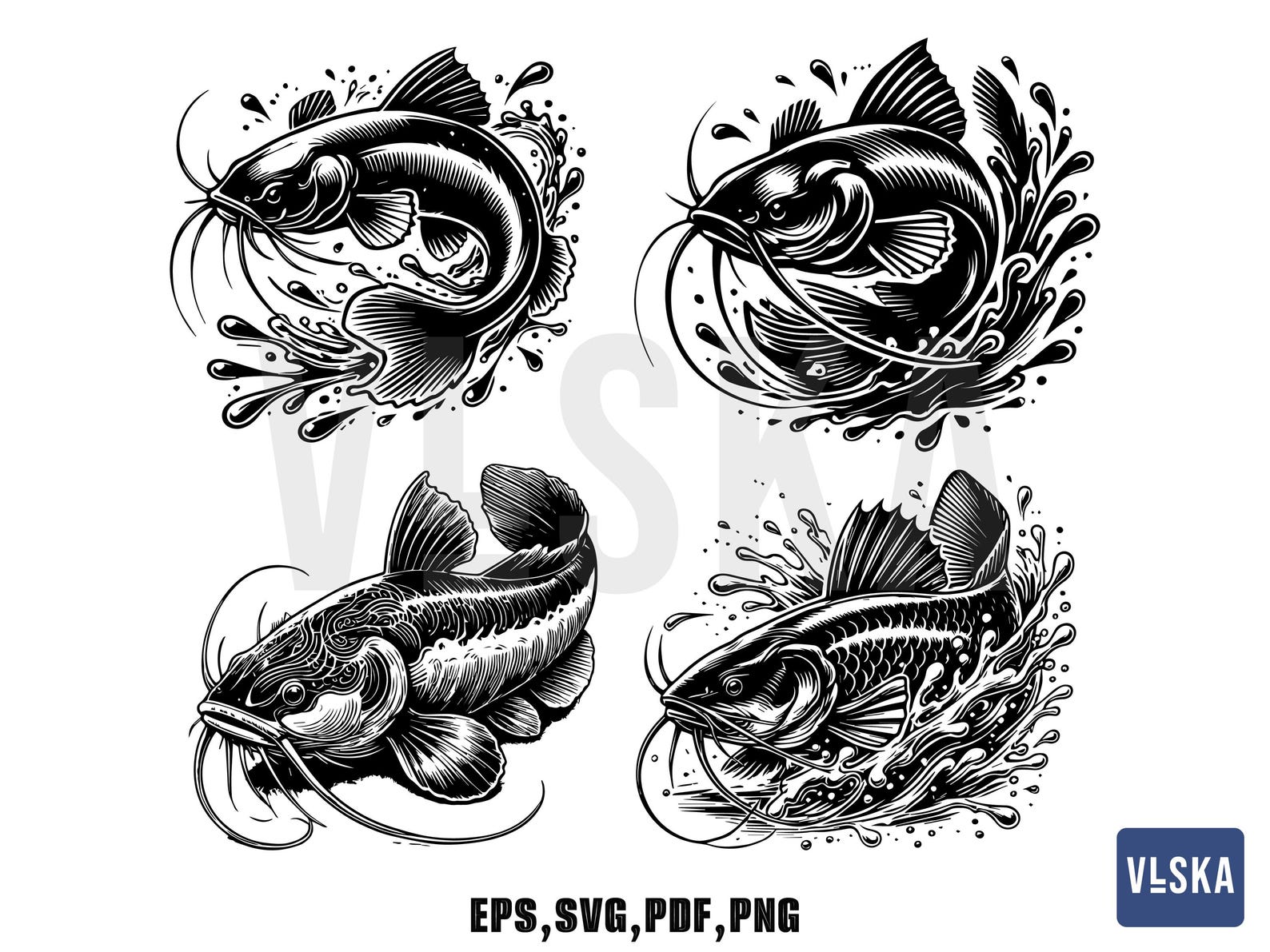 Catfish SVG Clipart Bundle | Catfish Cut Files | Catfish Clipart | Fish ...
